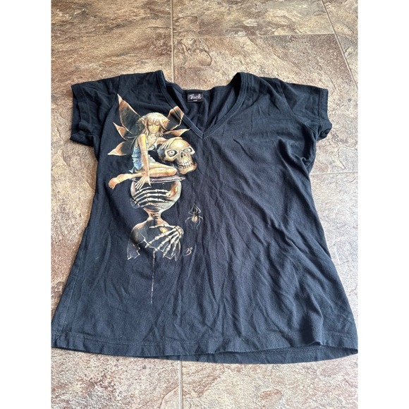 Hot Topic | Tops | Rare Vintage Y2k Trick Fairy Skull Graphic Black ...